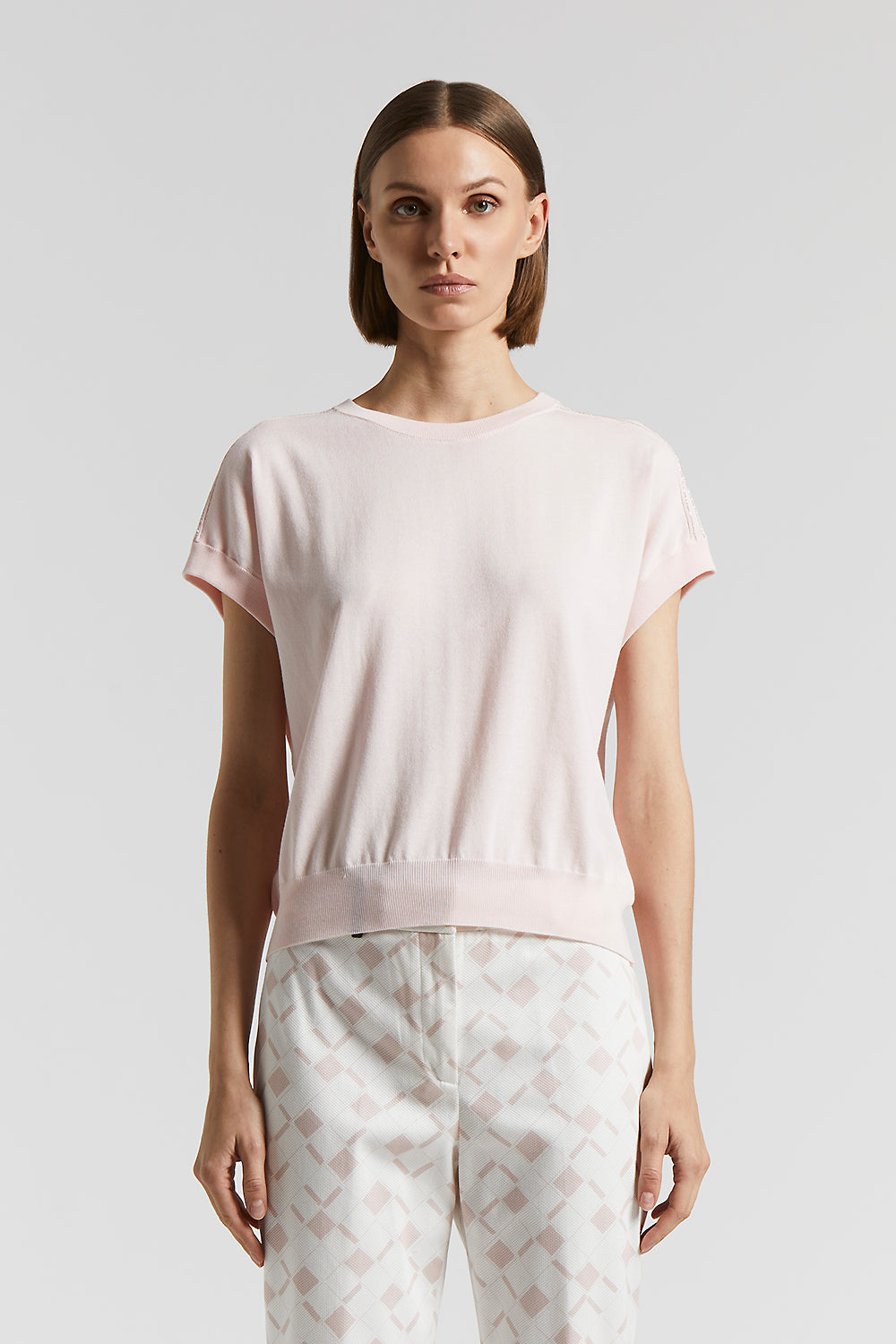 Pure cotton crepe tricot sweater | Peserico US